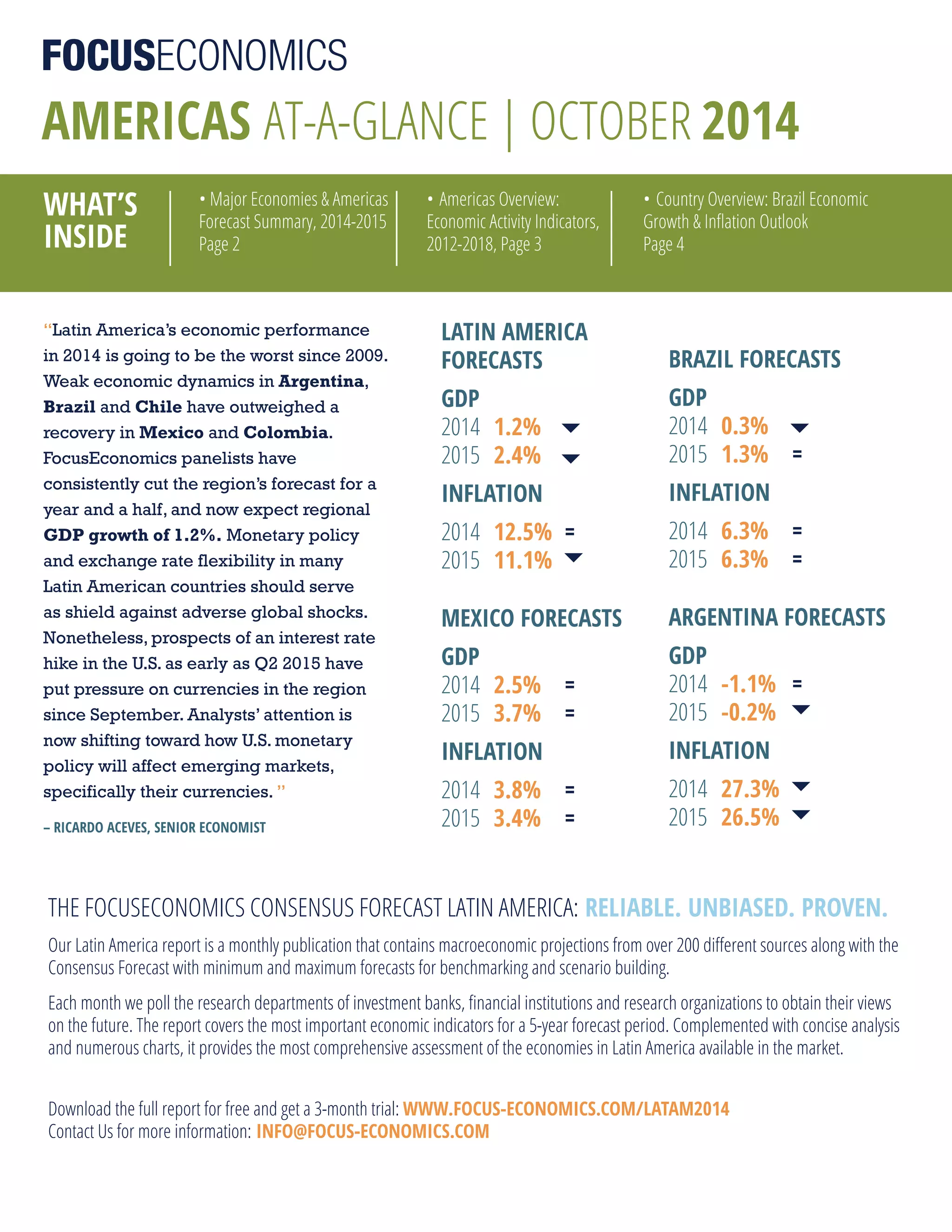 FocusEconomics Americas At A Glance_Oct2014 | PDF