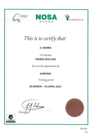 Z Nkomo qualifications | PDF