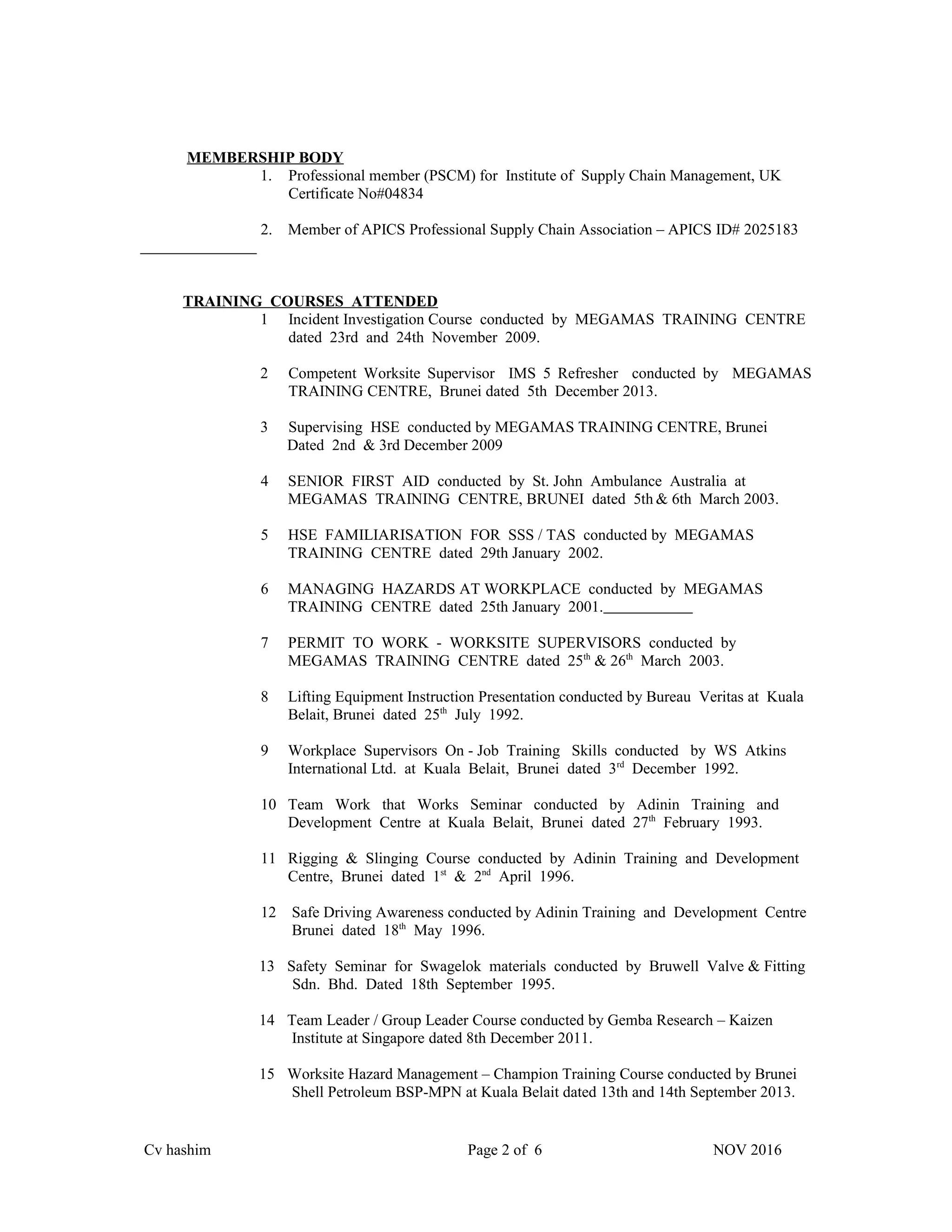 cv hashim.NOV2016 | DOC