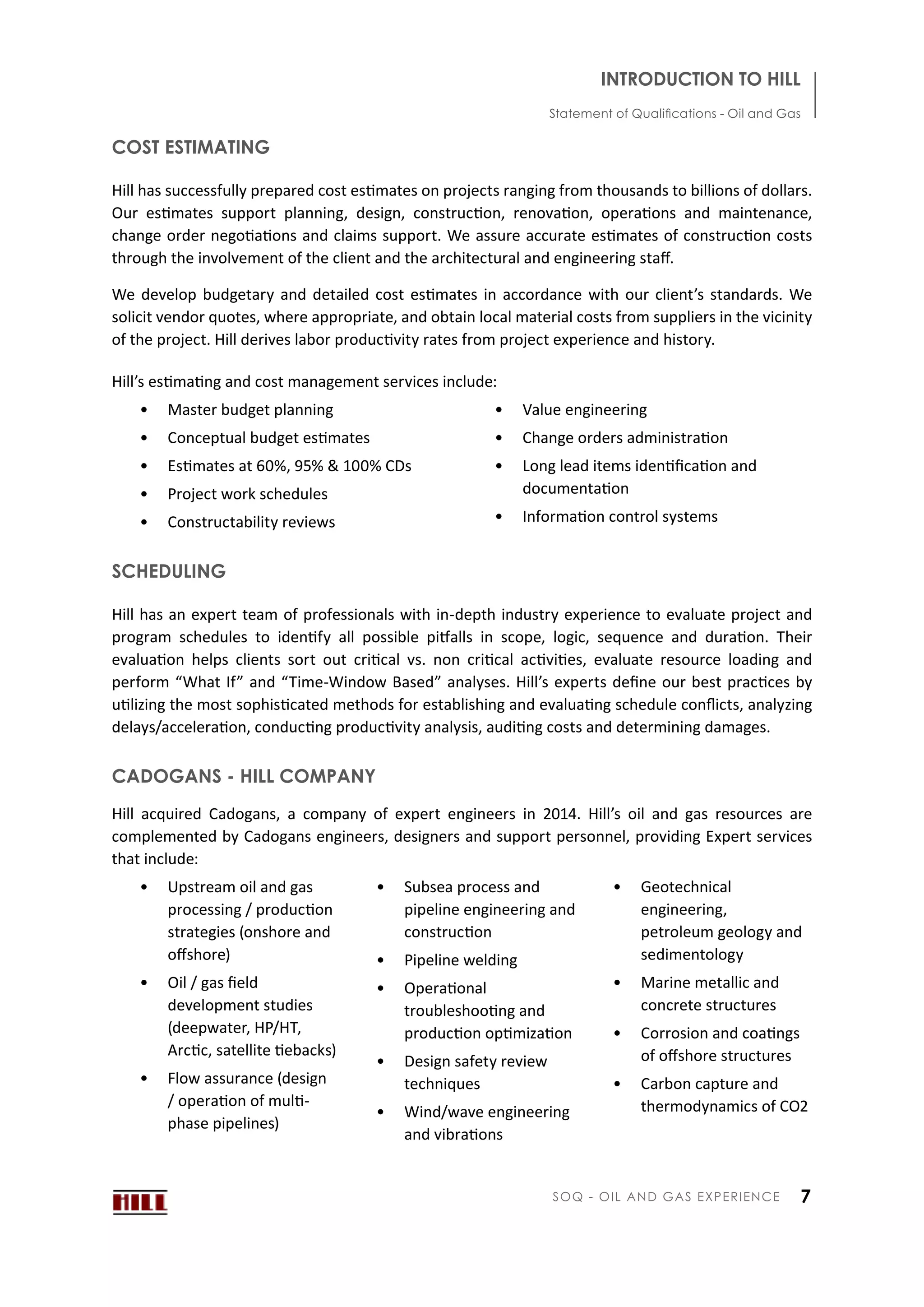 Hill International Oil and Gas Statement of Qualifications - Jan2016 | PDF