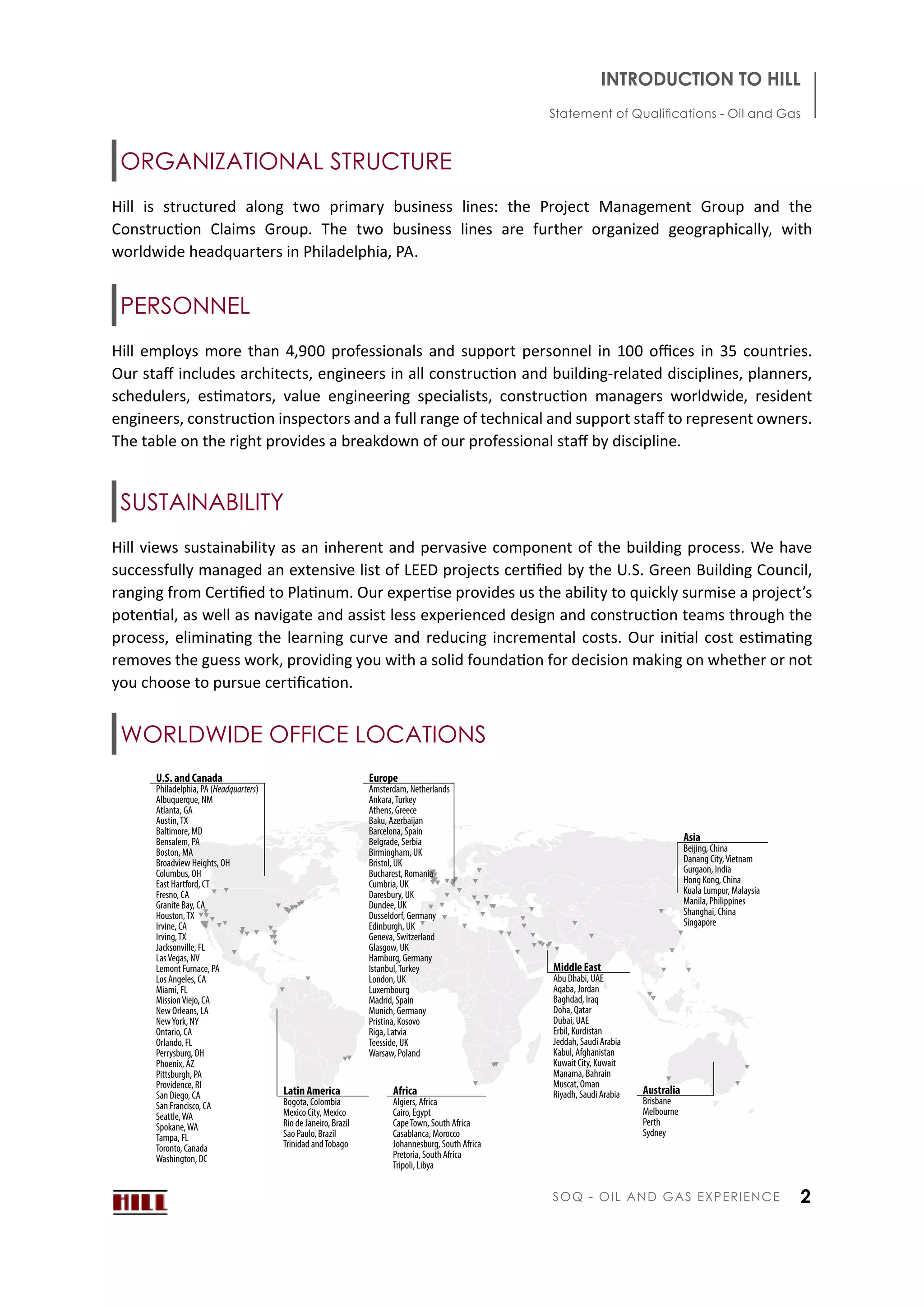 Hill International Oil and Gas Statement of Qualifications - Jan2016 | PDF