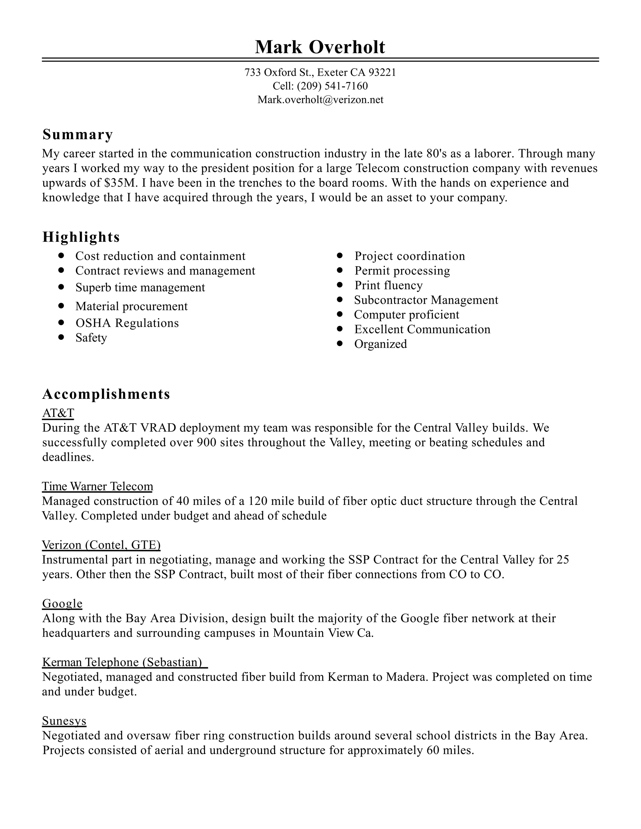 Mark Overholt Resume 3A | PDF