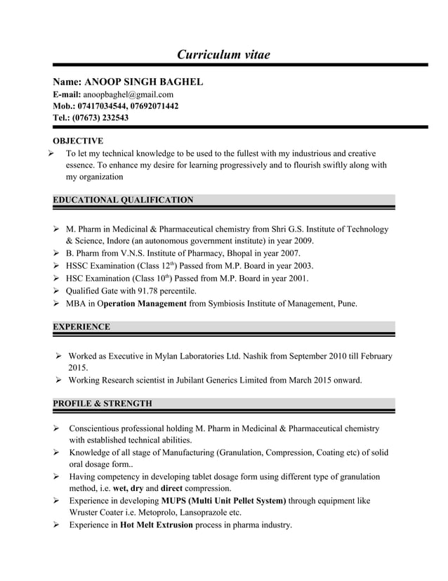 anoop singh's cv. | DOC