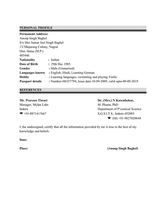 anoop singh's cv. | DOC