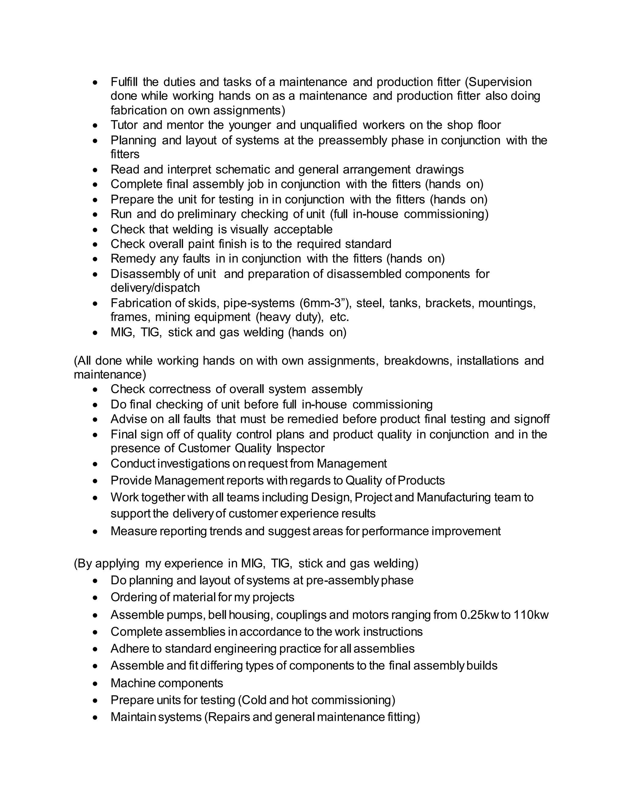 BMG Job Description | DOCX
