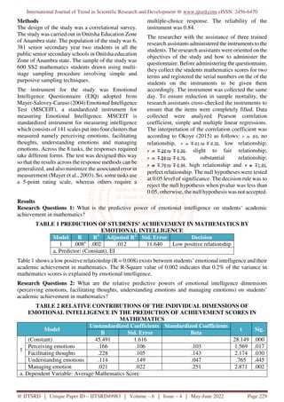 Emotional Intelligence as a Predictor of Secondary School Students ...