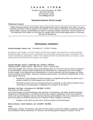 Shaun Strom Retail Resume 01022015 | DOCX