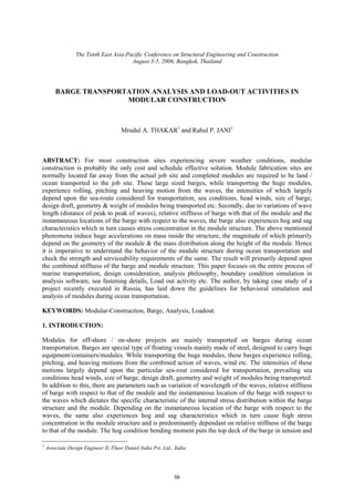 Barge Transportation Analysis & Load out activities in Modular ...