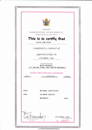 NATIONAL CERTIFICATE IN MOTOR MECHANIC | PDF