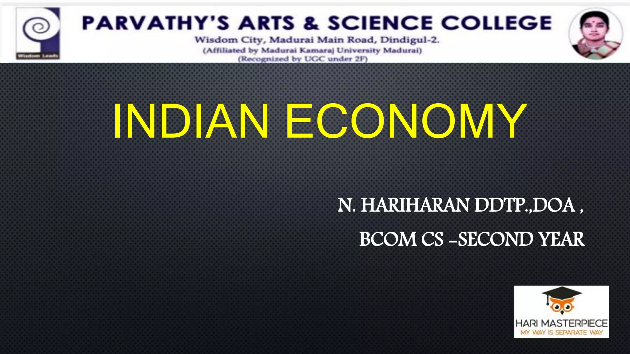 (38)indian economy ppt hari master piece | PPT