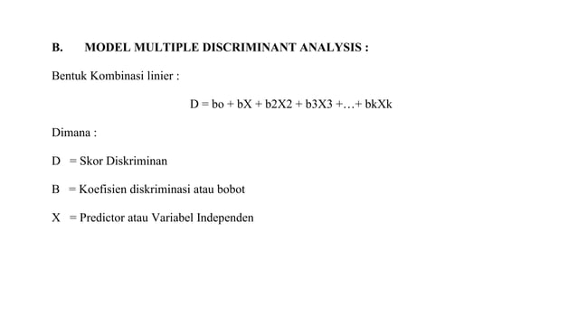 38 model multiple discriminant analysis (mda) | PPTX