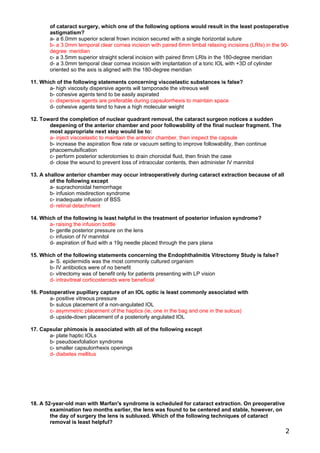 38 Multiple Choice Questions (MCQS) - Lens and cataract.doc