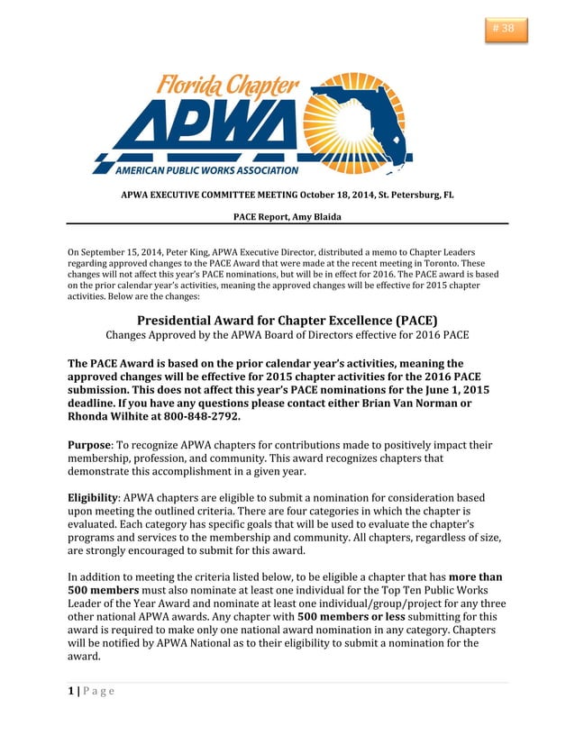 APWA FL Chapter- PACE Report OCT 2014 | PDF