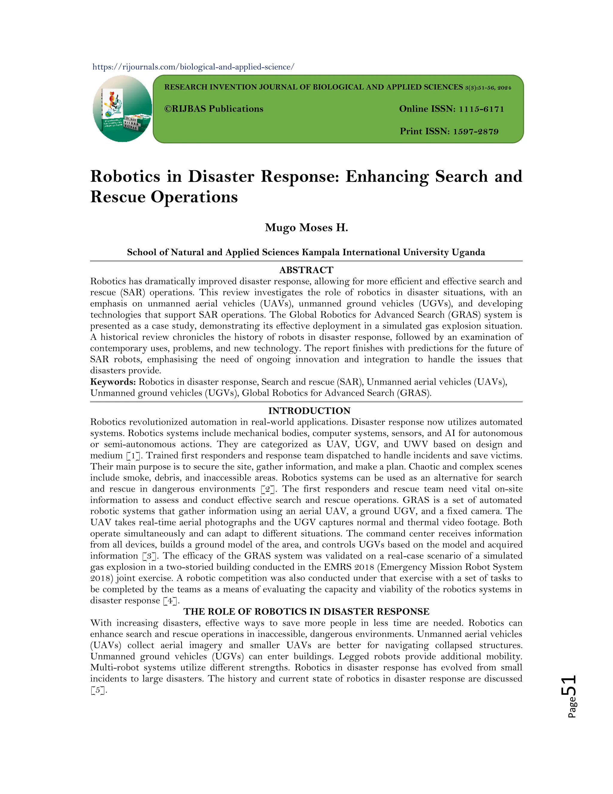 Robotics in Disaster Response: Enhancing Search and Rescue Operations ...