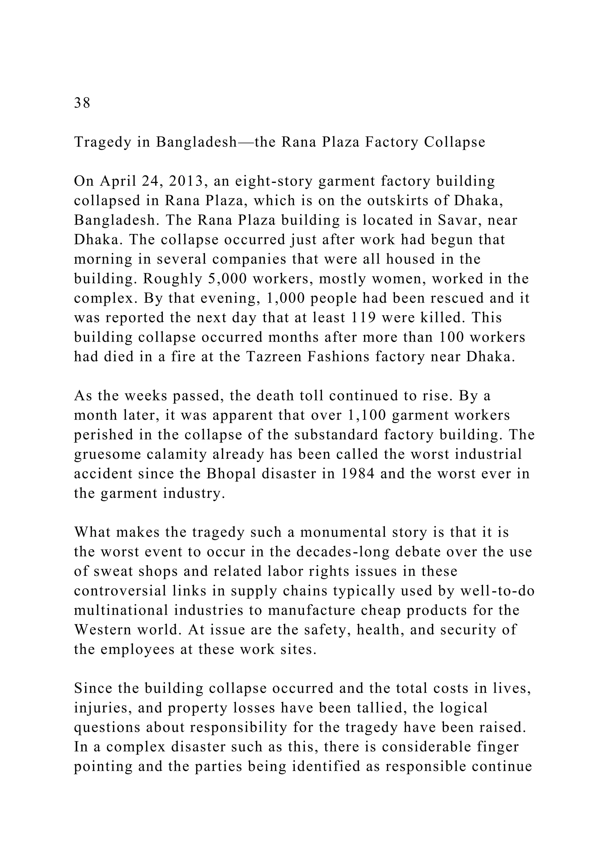 38Tragedy in Bangladesh—the Rana Plaza Factory CollapseOn Ap.docx