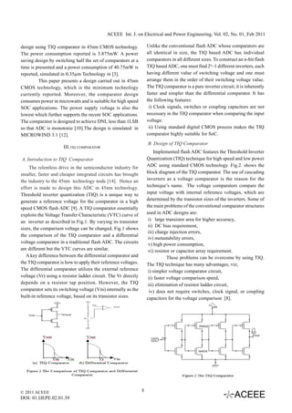 Design of a 45nm TIQ Comparator for High Speed and Low Power 4-Bit Flash ADC | PDF
