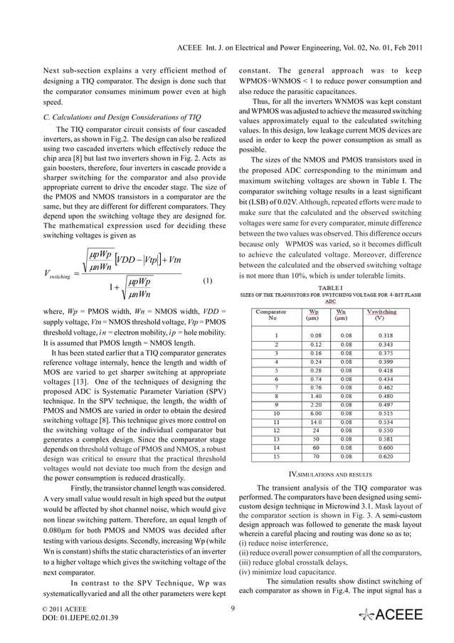 Design of a 45nm TIQ Comparator for High Speed and Low Power 4-Bit ...