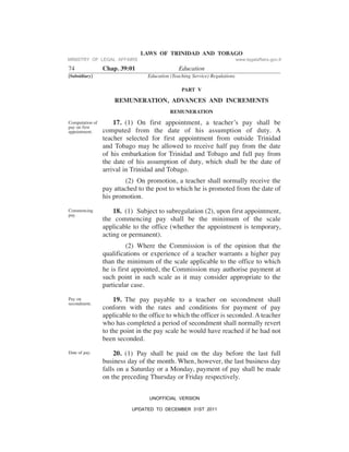 Education Act of Trinidad and Tobago updated to Dec 31st 2011 | PDF