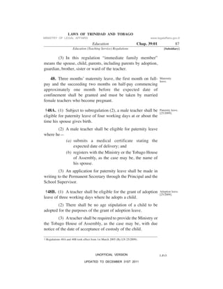 Education Act of Trinidad and Tobago updated to Dec 31st 2011 | PDF