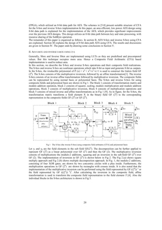 CFA based SBOX and Modified Mixcolumn Implementation of 8 Bit Datapath for AES | PDF