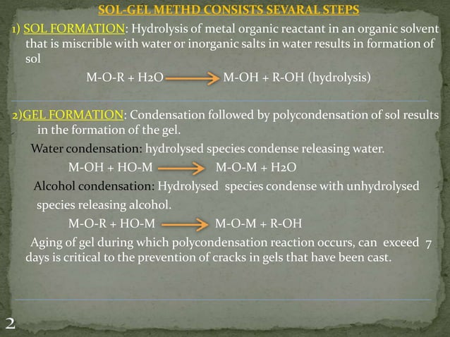 sol gel method | PPTX