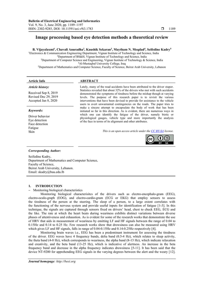 Image processing based eye detection methods a theoretical review | PDF | Eye and Vision ...