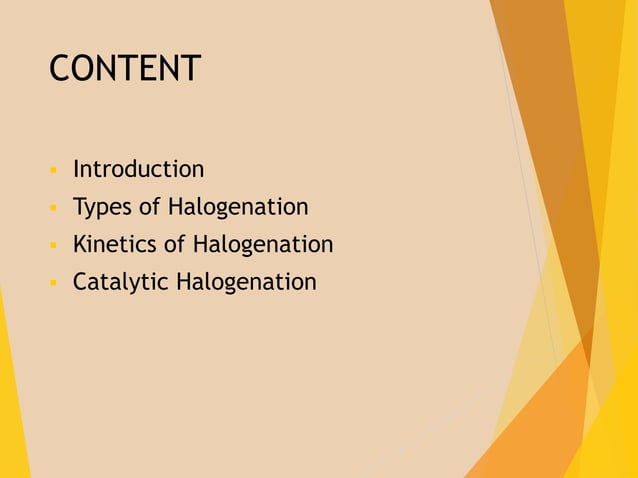 Halogenation CL, BR, F, I, FREE RADICALS, ADDITION TO ALKENES AND ALYENES | PPTX | Chemistry ...