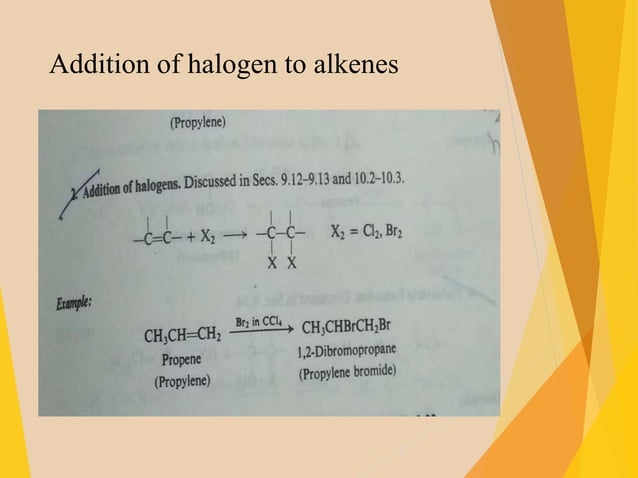 Halogenation CL, BR, F, I, FREE RADICALS, ADDITION TO ALKENES AND ALYENES | PPTX | Chemistry ...