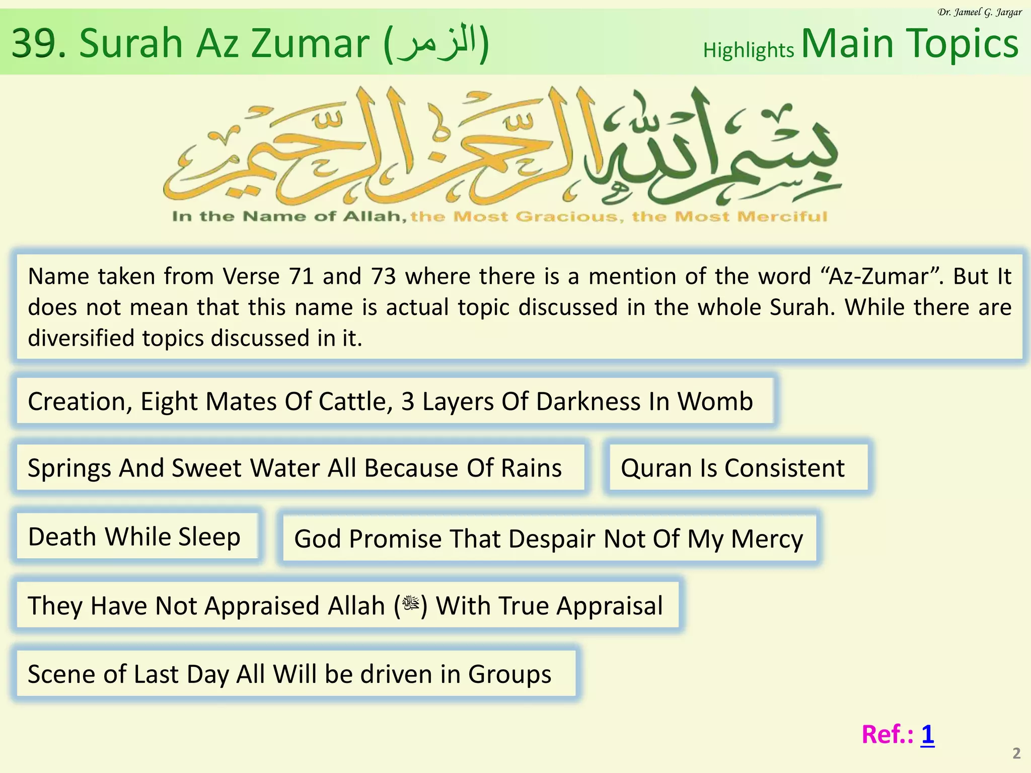 Al Quran (Chapter 39): Surah Az Zumar [The Companies] | PDF