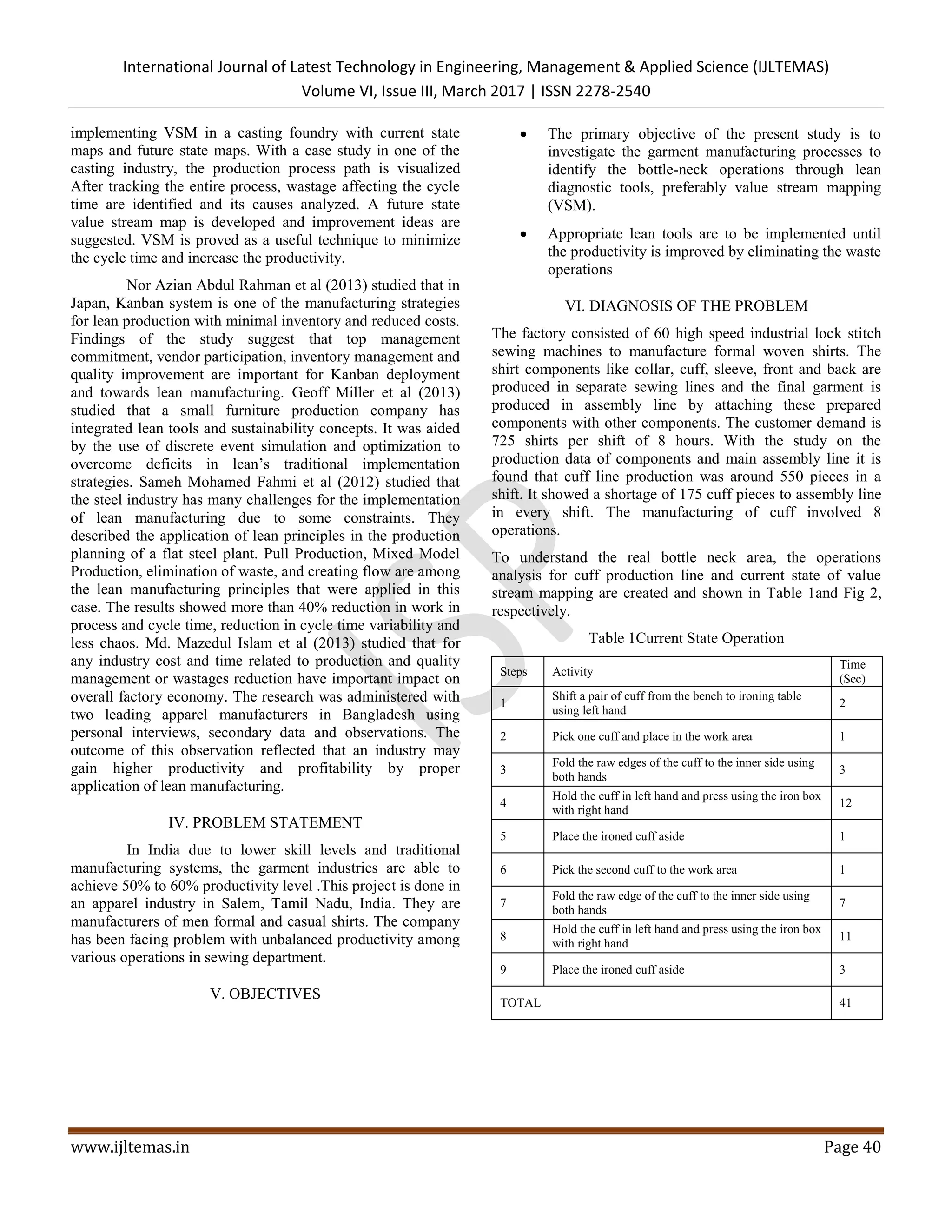 Implementation of Lean Manufacturing Tools in Garment Industry | PDF