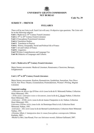 NTA UGC NET JRF - 39 french-new updated syllabus | PDF