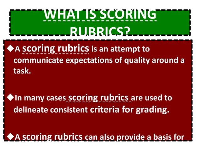 Scoring Rubrics and Rating Scale | PPTX | Educational Assessment ...
