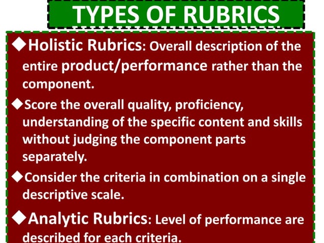 Scoring Rubrics and Rating Scale | PPTX | Educational Assessment ...