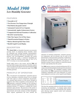 Brosur Thunder Scientific | Model 3900 | Humidity Generator | PDF