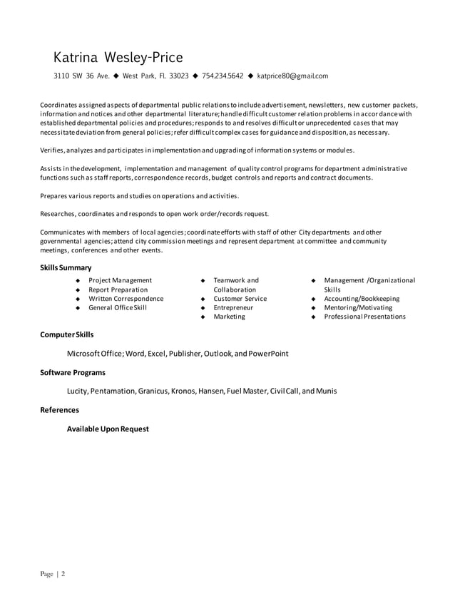 Katrina Price -Professional Resume | DOCX