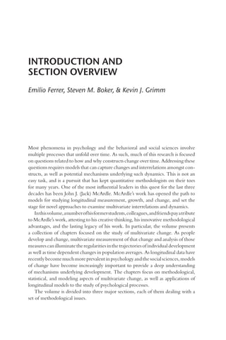 Longitudinal Multivariate Psychology Emilio Ferrer | PDF