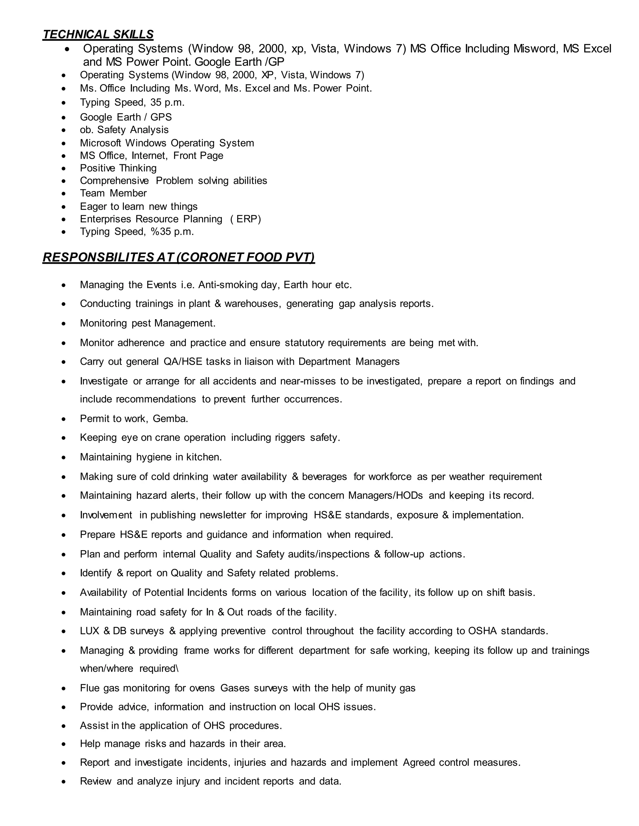 Azhar Cv For Safety Field | DOCX