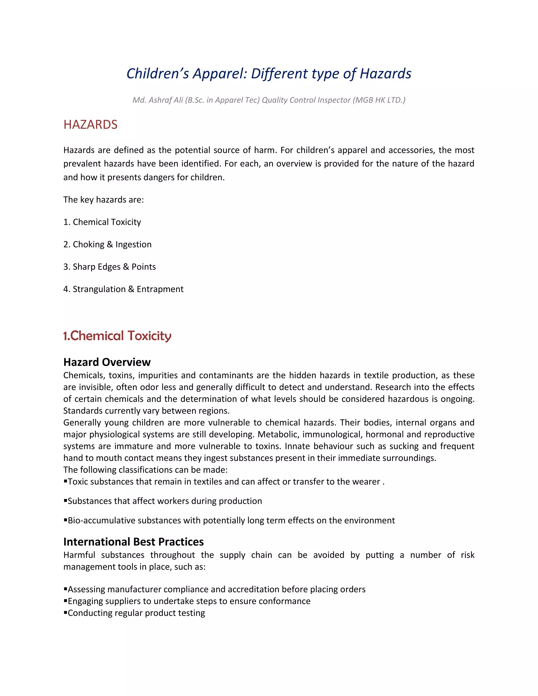 Children Apparel Hazards | PDF