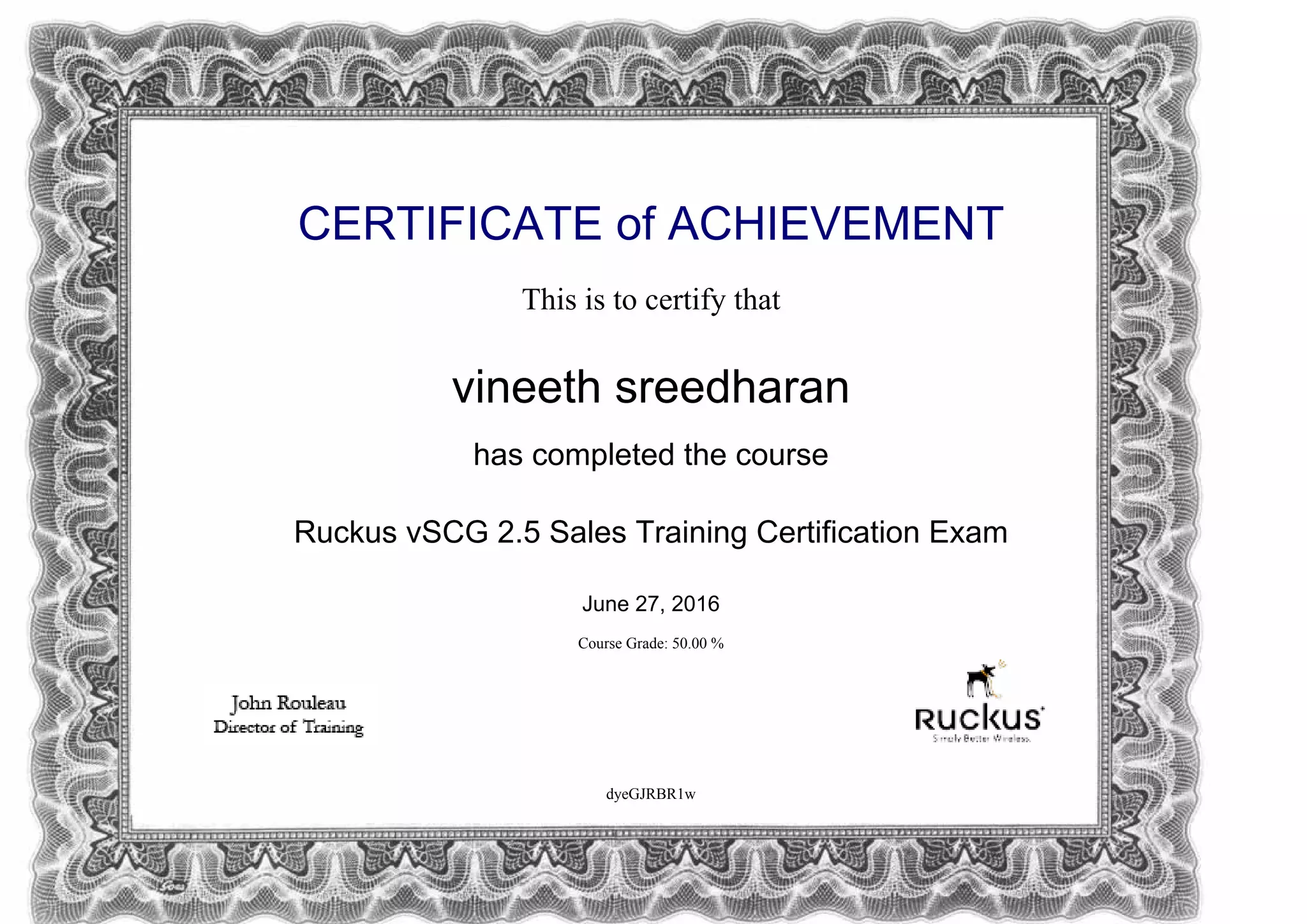 Ruckus vSCG 2.5 Sales Training Certification Exam_vSCG 2.5 Sales ...