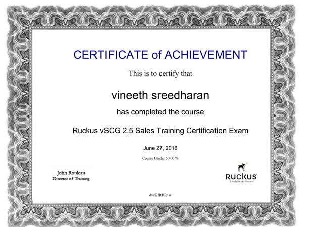 Ruckus vSCG 2.5 Sales Training Certification Exam_vSCG 2.5 Sales ...