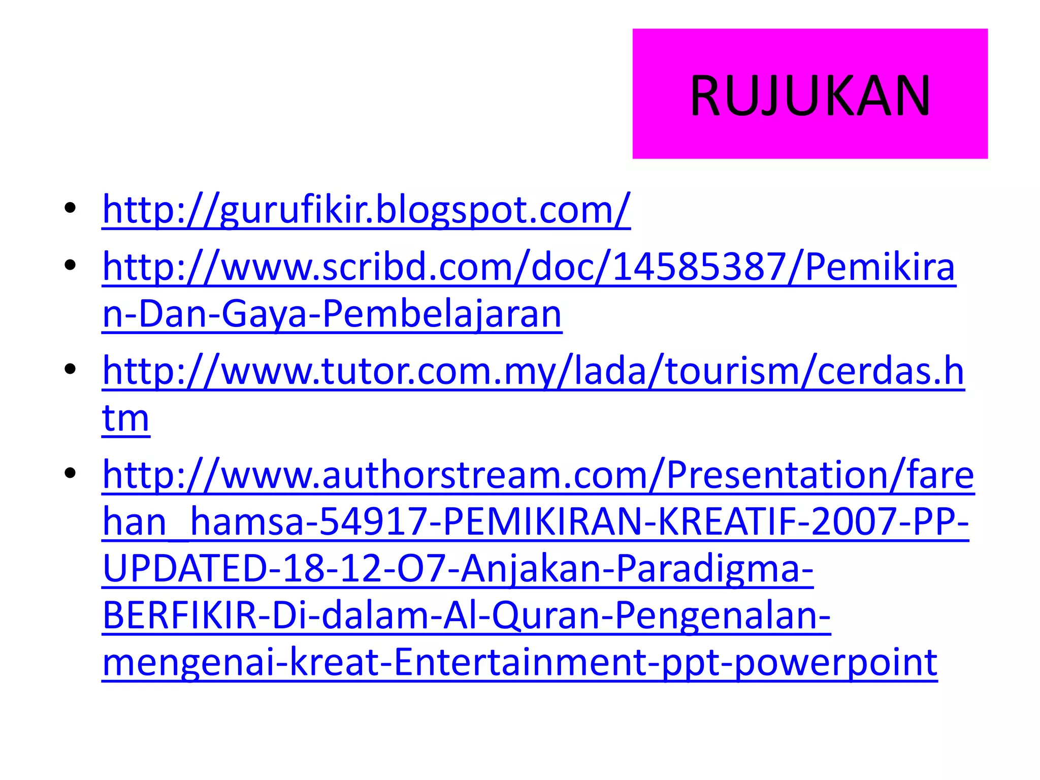 39111278 alam-belajar-gaya-berfikir | PPTX