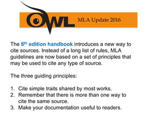 MLA 8th ed. Guidelines | PPT | Books and Literature