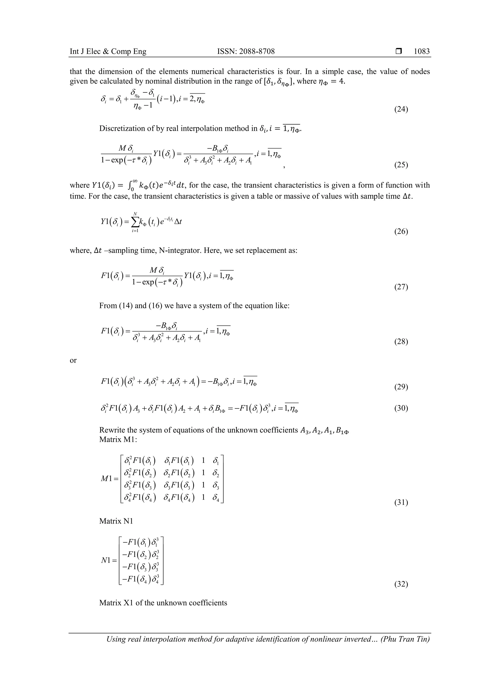 Using real interpolation method for adaptive identification of nonlinear inverted pendulum ...