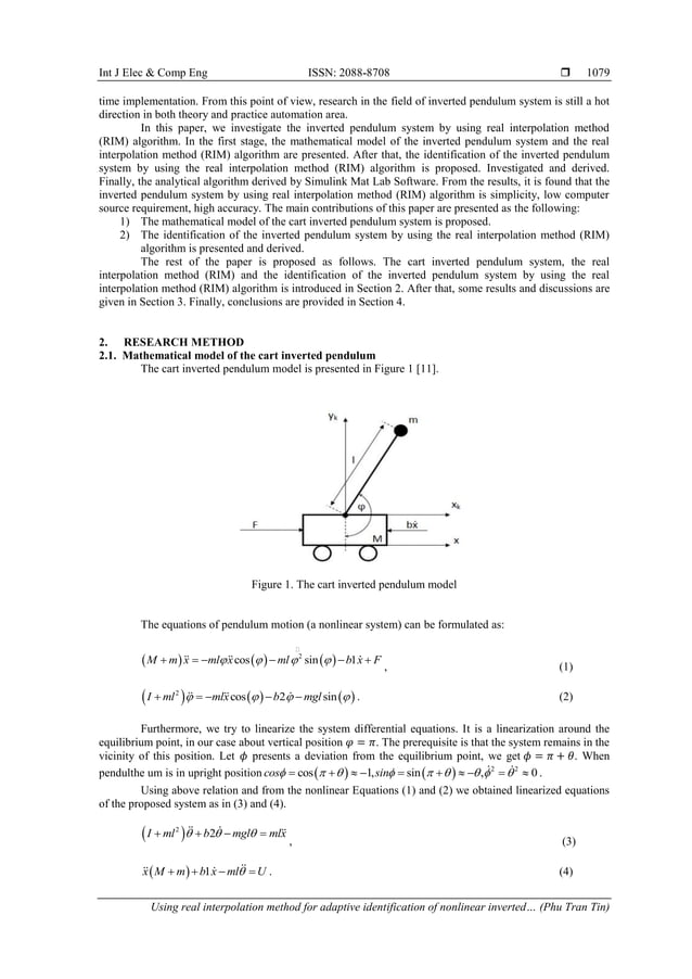 Using real interpolation method for adaptive identification of nonlinear inverted pendulum ...