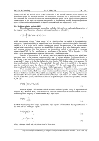 Using real interpolation method for adaptive identification of nonlinear inverted pendulum ...