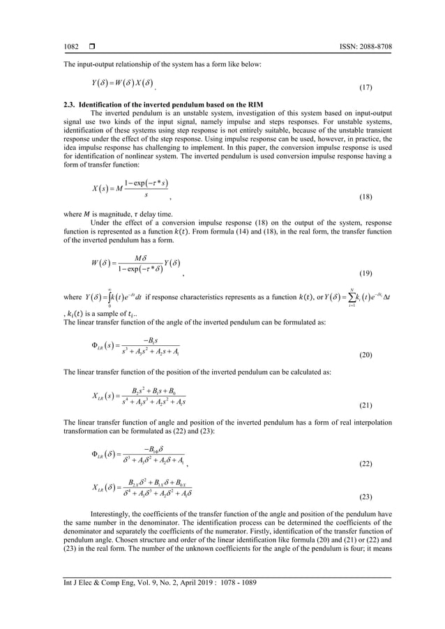 Using Real Interpolation Method For Adaptive Identification Of Nonlinear Inverted Pendulum 7707