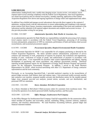 Resume Lori Beeler 6-2015 Port Ludlow | DOC