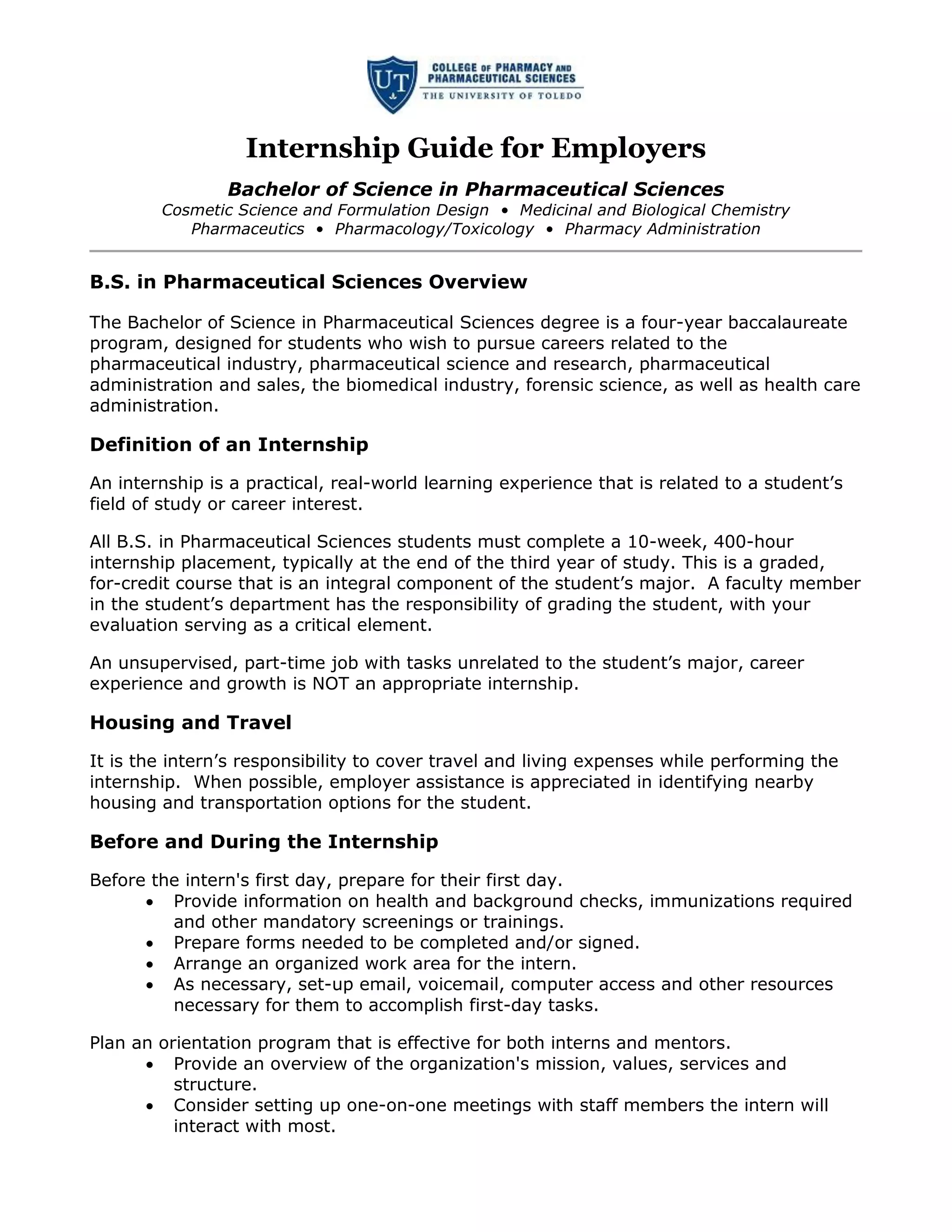 UT BSPS Internship Guide for Employers | PDF