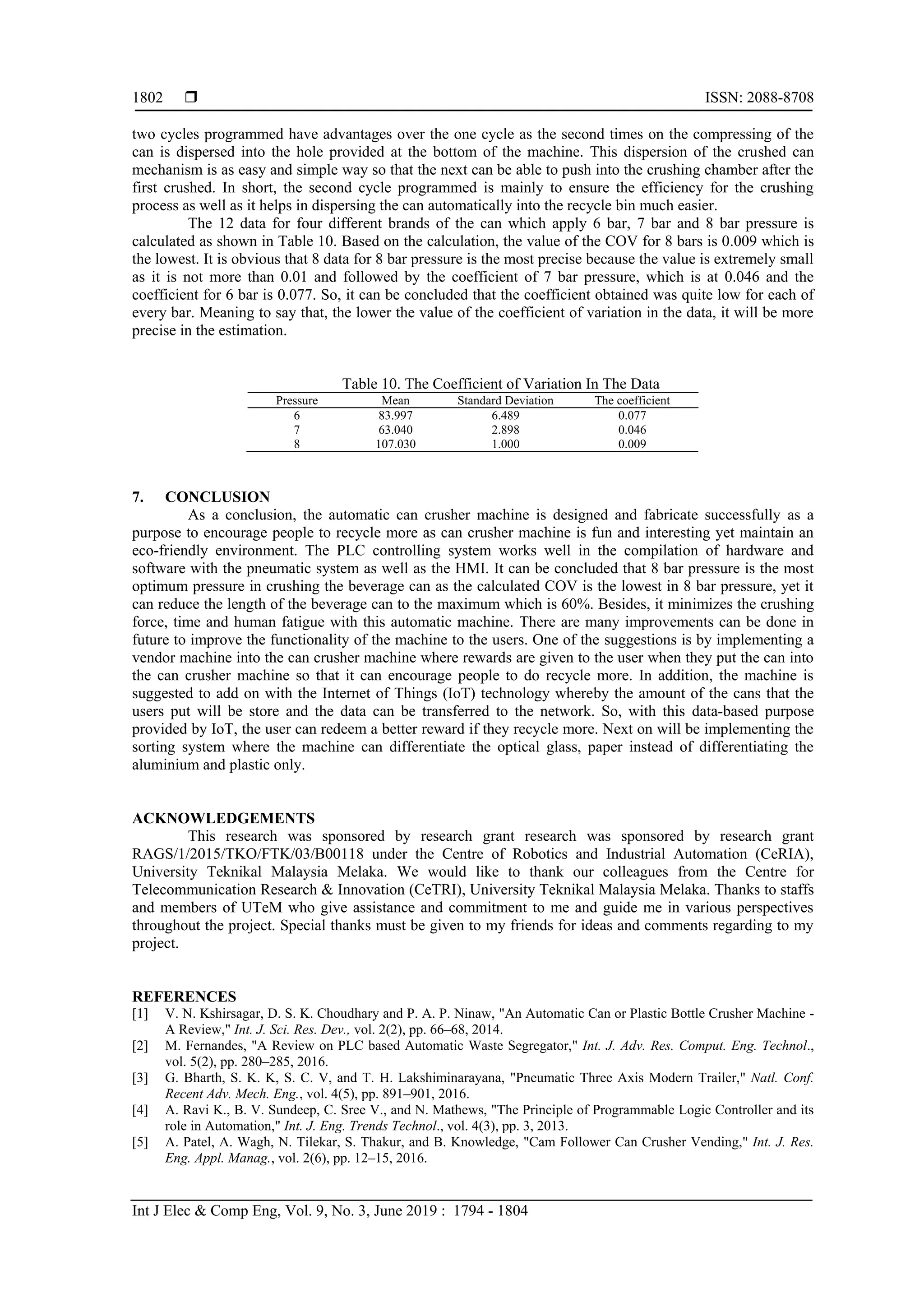 Development of an automatic can crusher using programmable logic controller | PDF