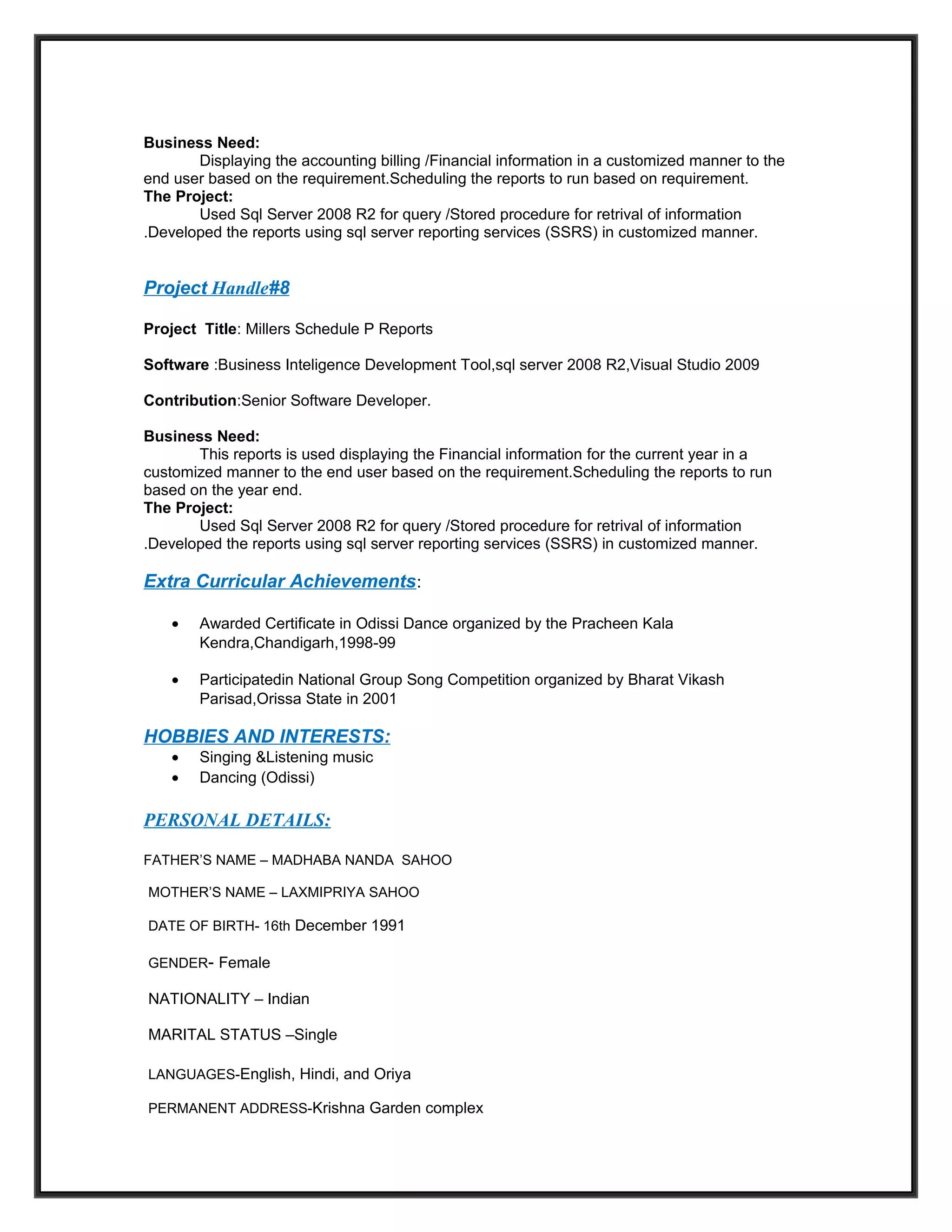 Resume_Susmita | DOC | Databases | Computer Software and Applications